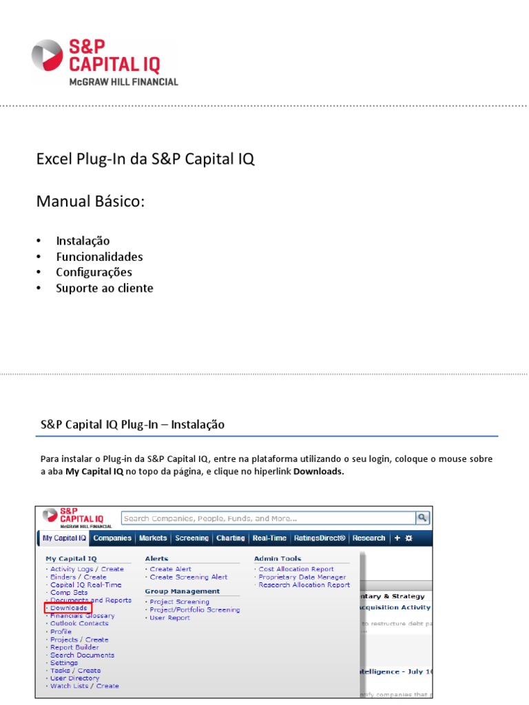 Guia do Plug-In S&P Capital IQ Excel | PDF | Plug-in (informática ...