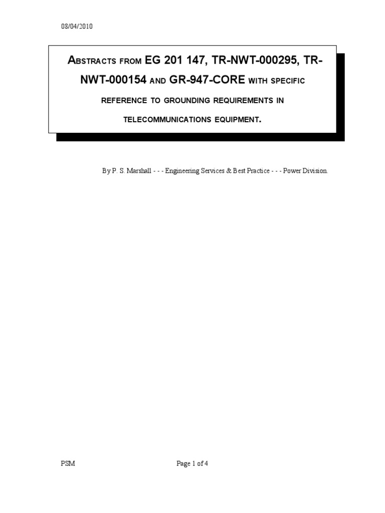 Grounding Requirements in Telecom Systems | PDF | Coaxial Cable ...