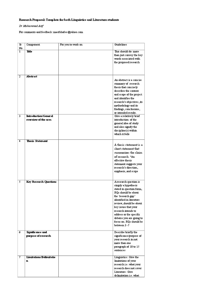 Research Proposal Template For Linguisti | PDF | Science | Cognitive ...