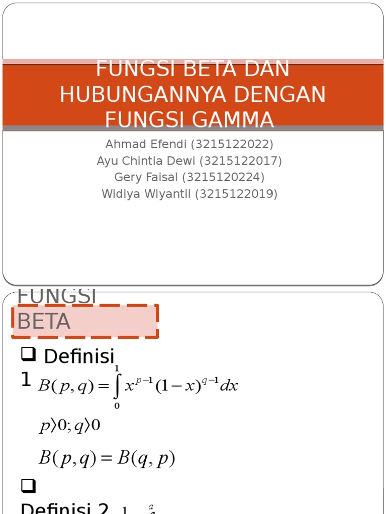 Fungsi Khusus - Fungsi Beta Dan Kaitannya Dengan Fungsi Gamma | PDF