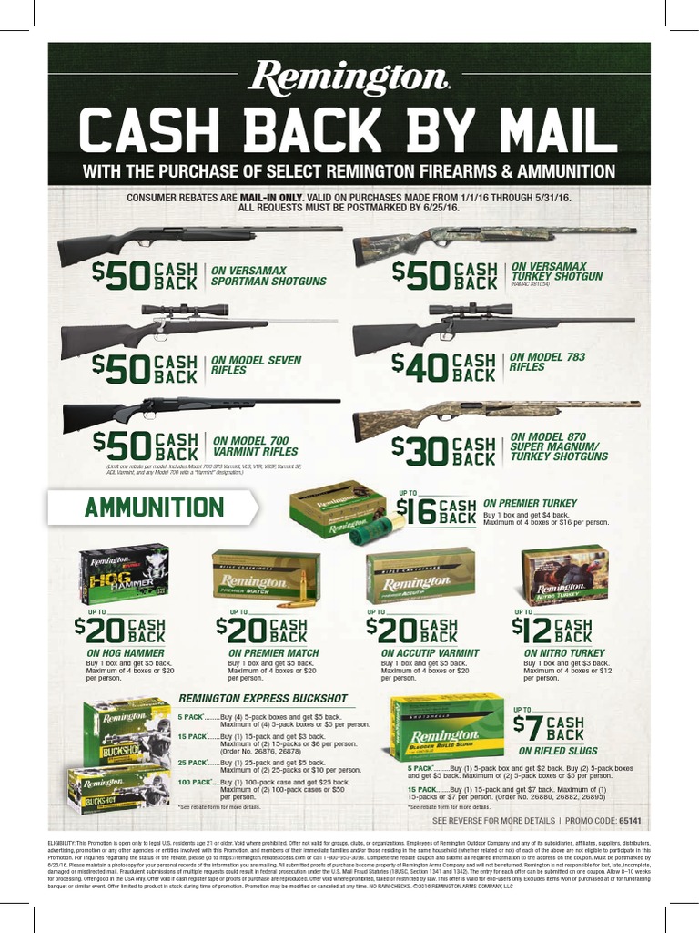 Spring 2016 Remington Rebate | PDF | Rebate (Marketing) | Firearms
