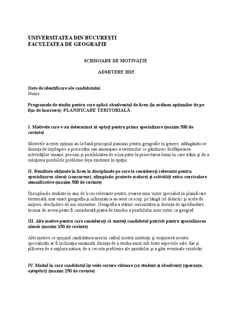 Scrisoare Motivatie | PDF