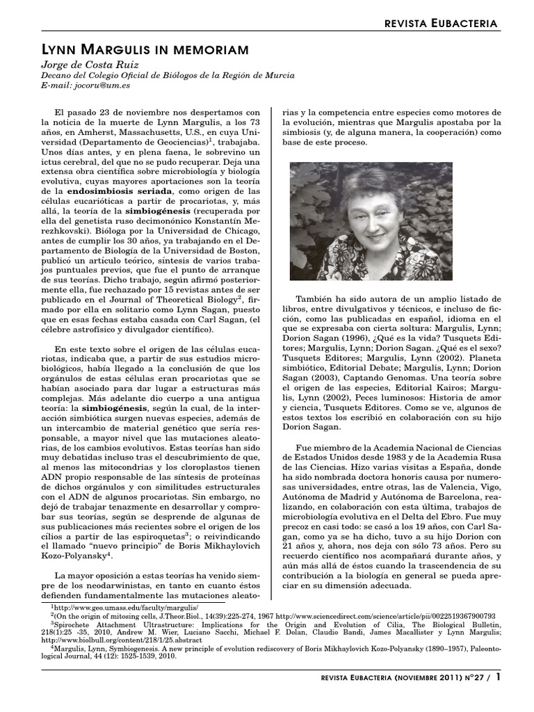 Margulis | PDF | Teorías biológicas | Evolución biológica