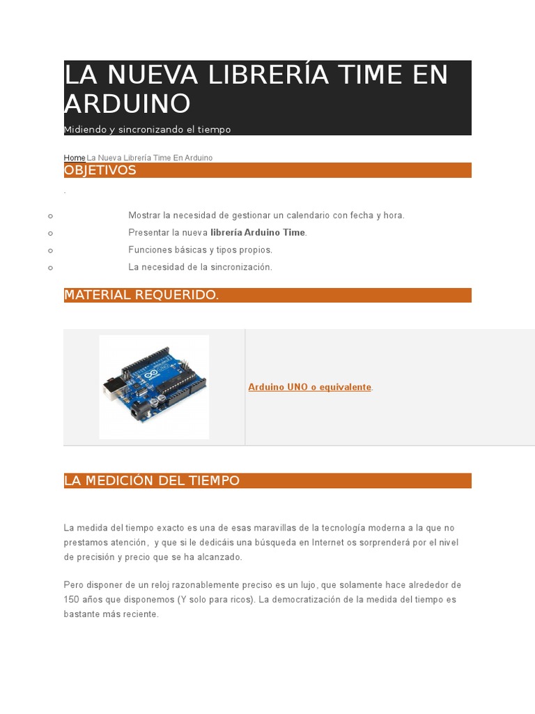 Nueva Librería Time para Arduino | PDF | Reloj | Reloj