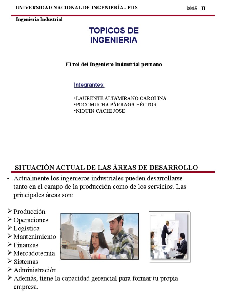 El Rol Del Ingeniero Industrial En Perú Especificamente Dentro De La
