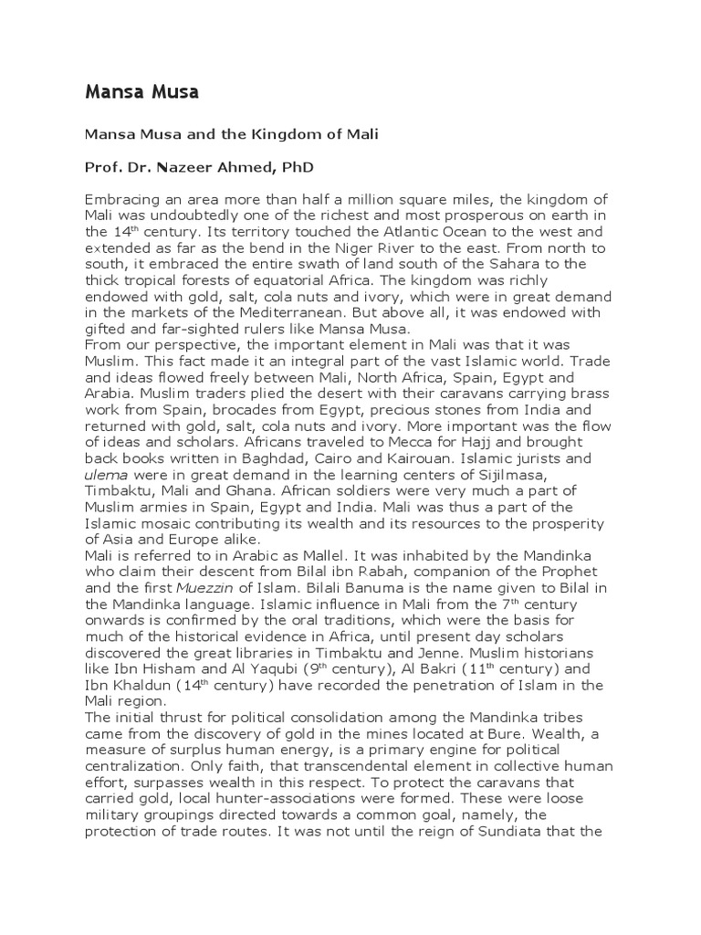 The Rise and Golden Age of the Mali Empire Under Mansa Musa: A Detailed ...