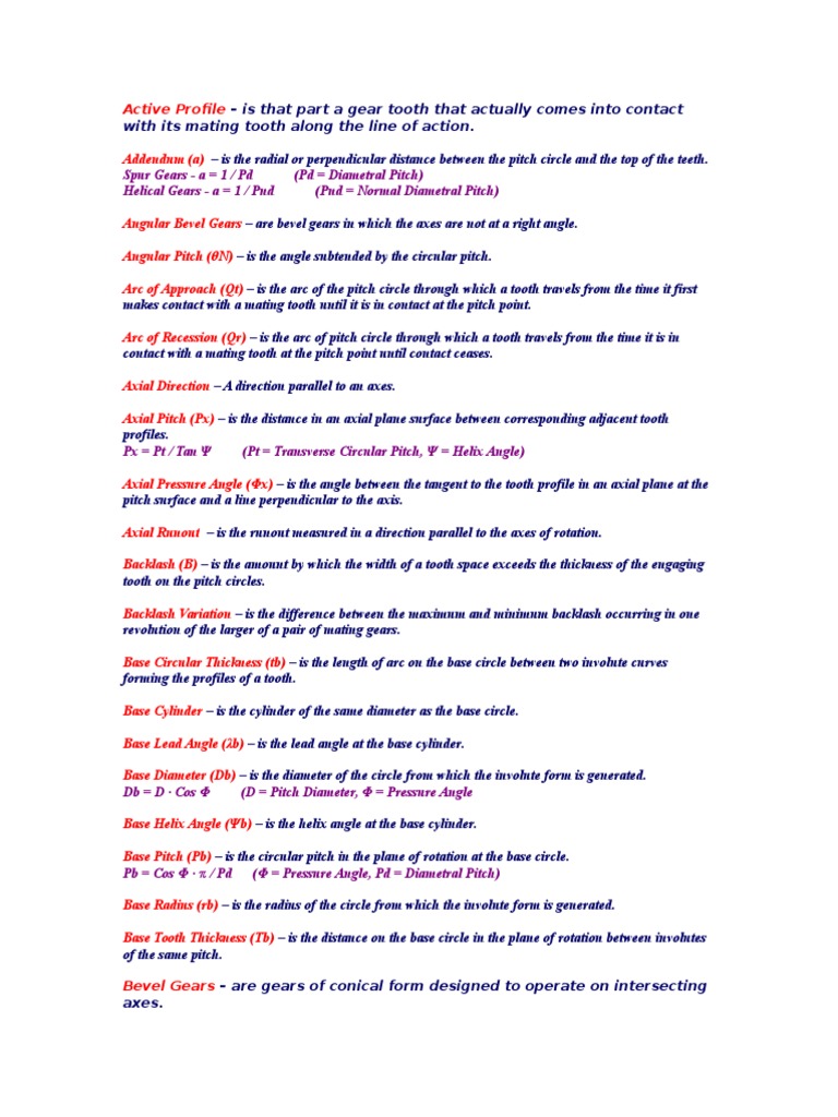 Gear Terminology and Definitions Guide | PDF | Gear | Circle