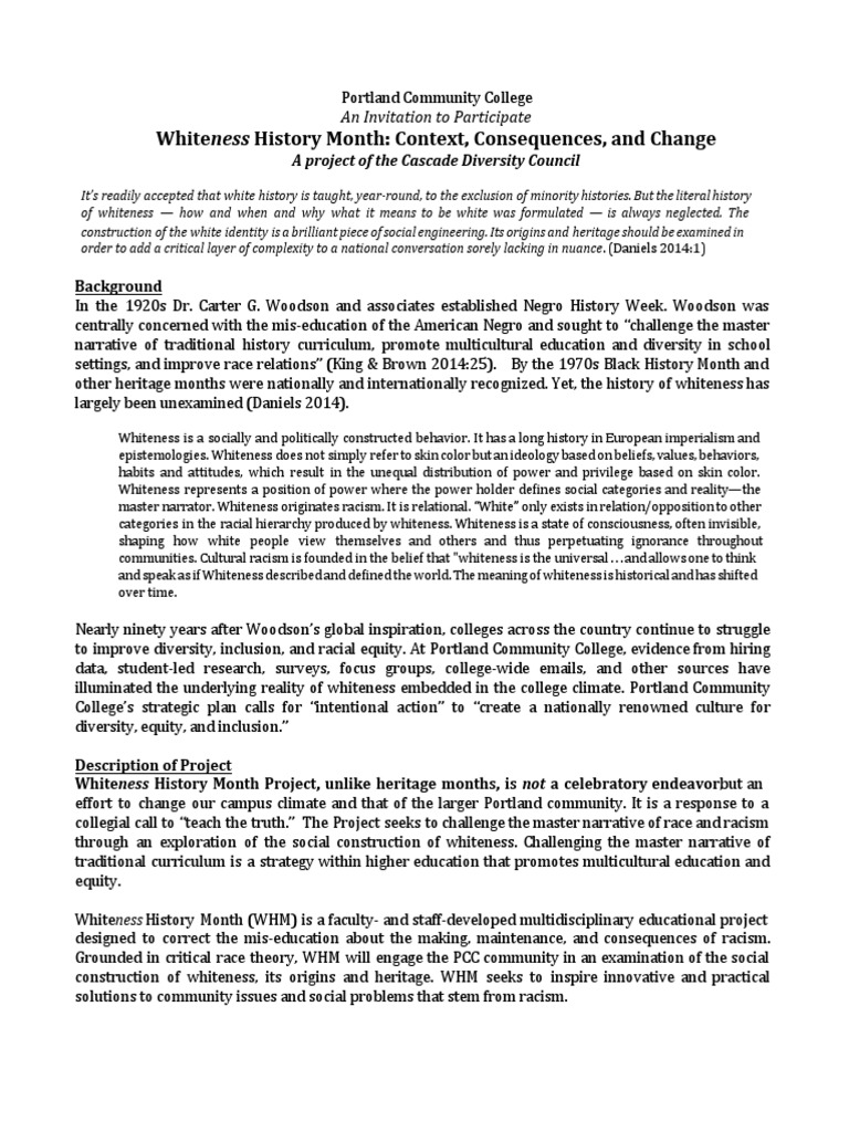 Whiteness History Month | PDF | Whiteness Studies | Race (Human ...