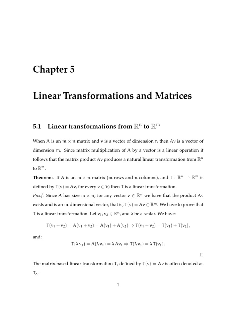 Linear Transformations and Matrices | PDF | Matrix (Mathematics) | Basis (Linear Algebra)