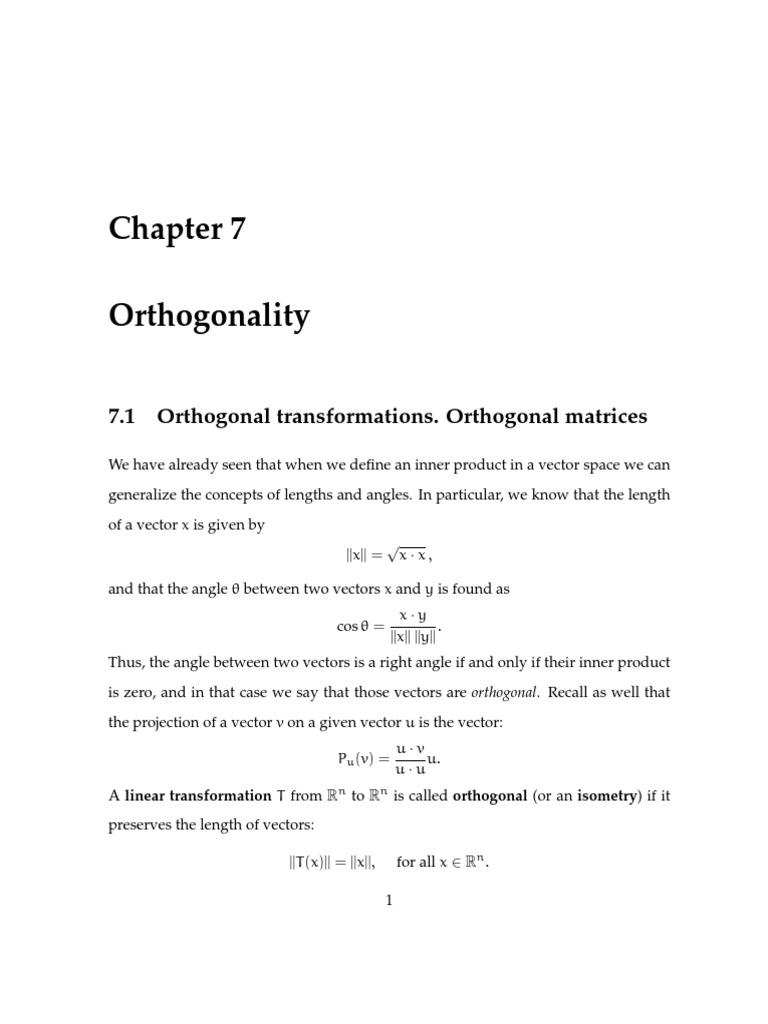Orthogonality and Vector Spaces | PDF | Basis (Linear Algebra) | Linear ...