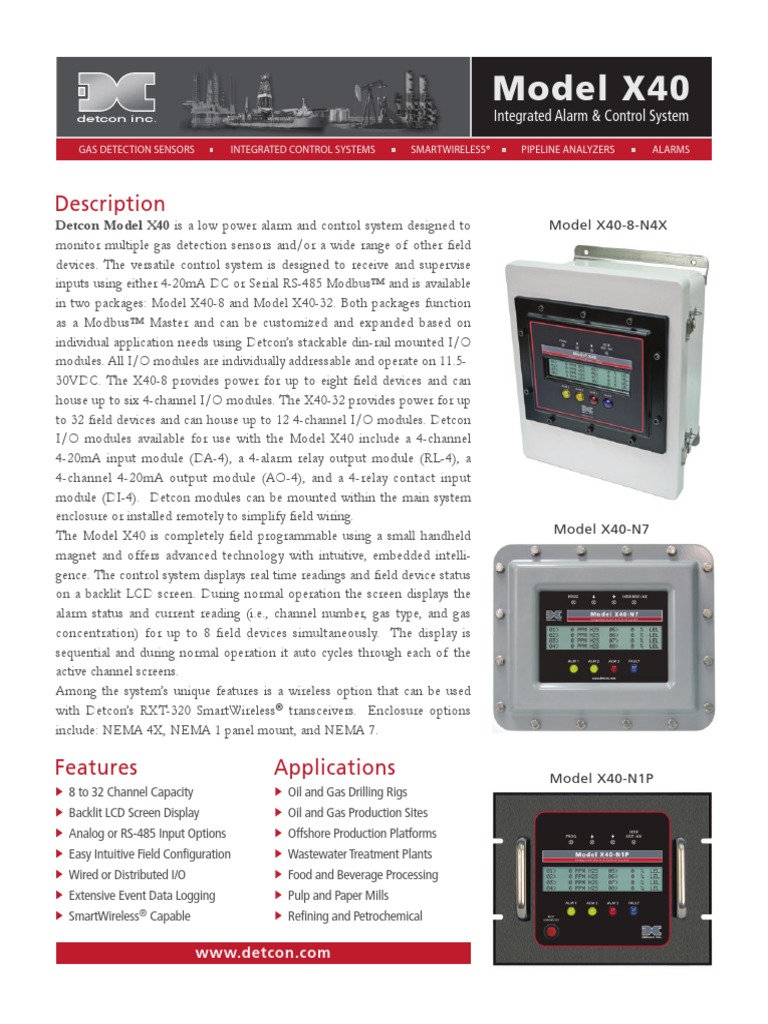 Model x40 DETCON | Control System | Input/Output
