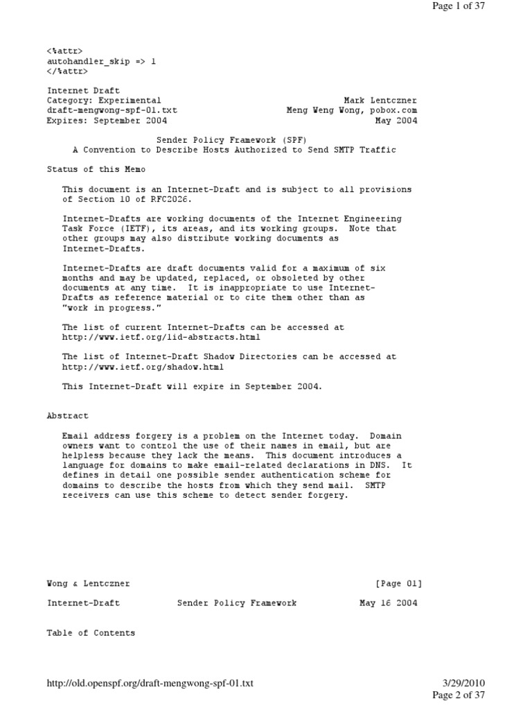 Sender Policy Framework (SPF) | PDF | Domain Name System | Internet ...