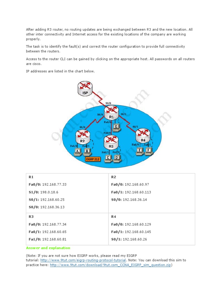 Eigrp Lab | Download Free PDF | Router (Computing) | Internet Protocols