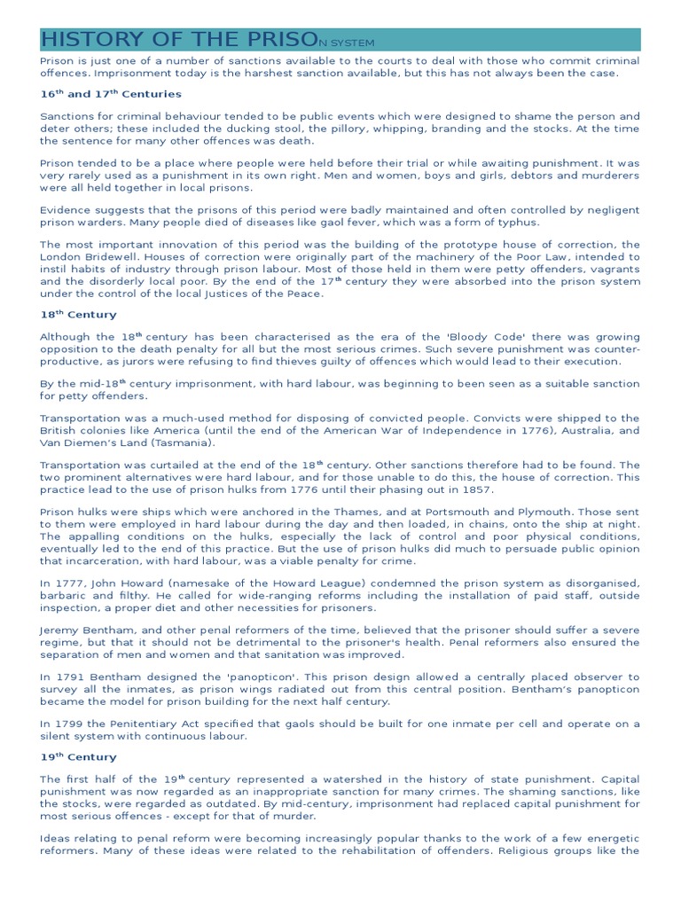 American Correction History | PDF | Prison | Penal Labour