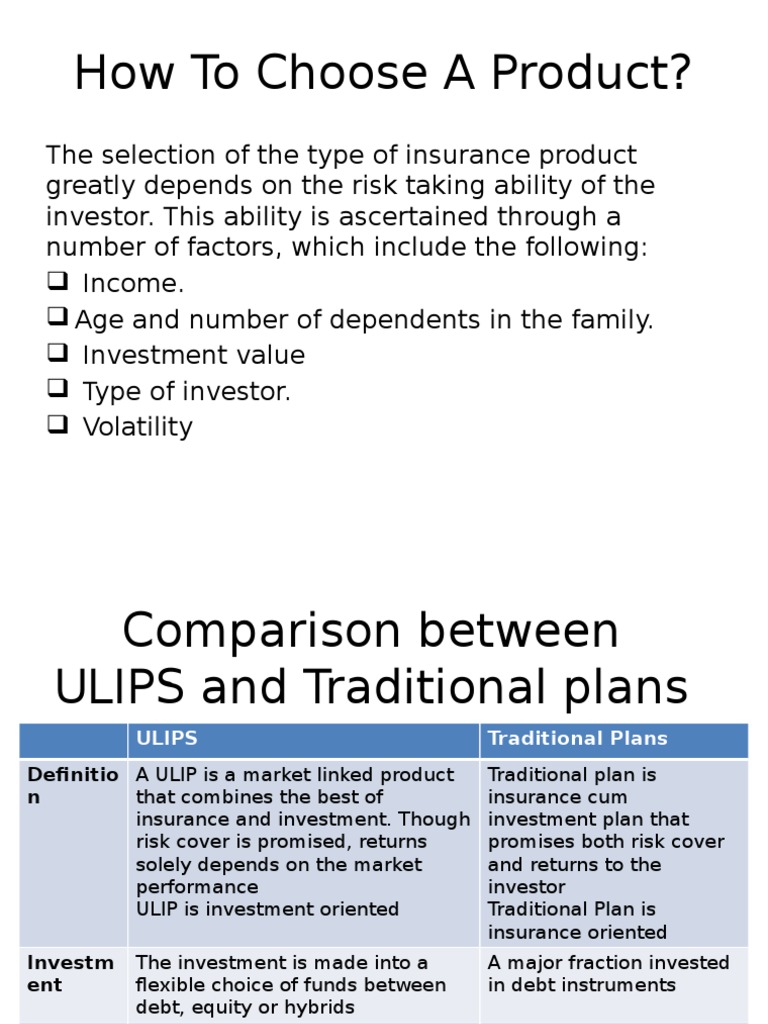 ULIPs vs Traditional Insurance Plans | PDF | Investor | Investing