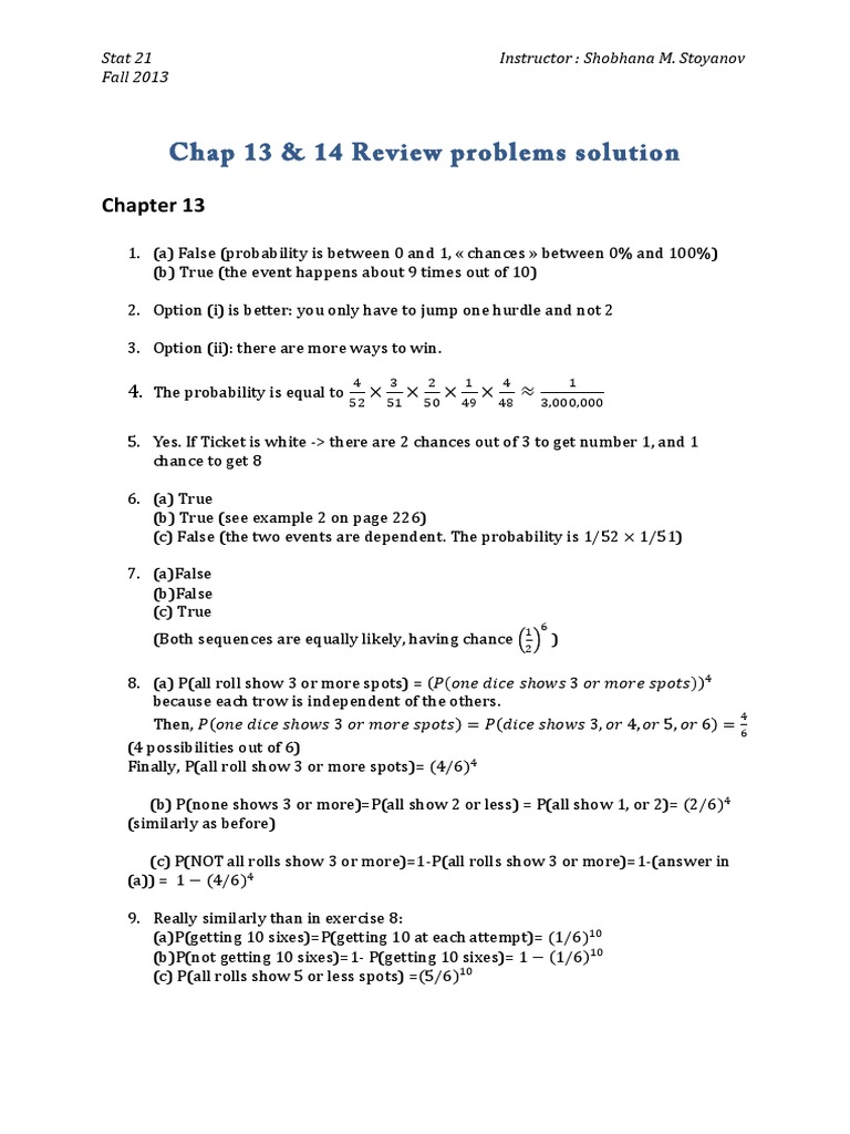 Chap13&14 Review Problems Solution | PDF | Applied Mathematics ...