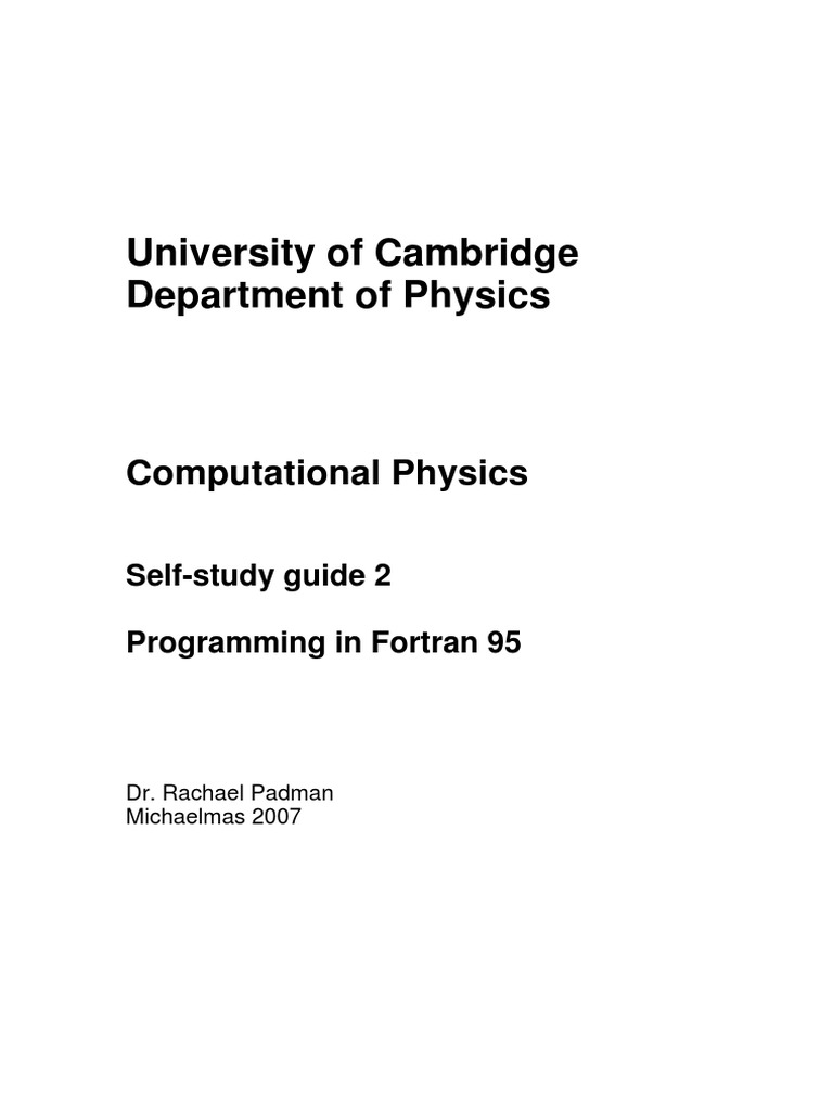 University of Cambridge Department of Physics | PDF | Subroutine | Array Data Structure