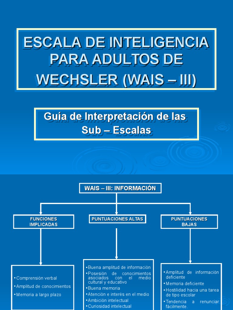 Guía de Subescalas WAIS-III | PDF | Memoria | Evaluación neuropsicológica