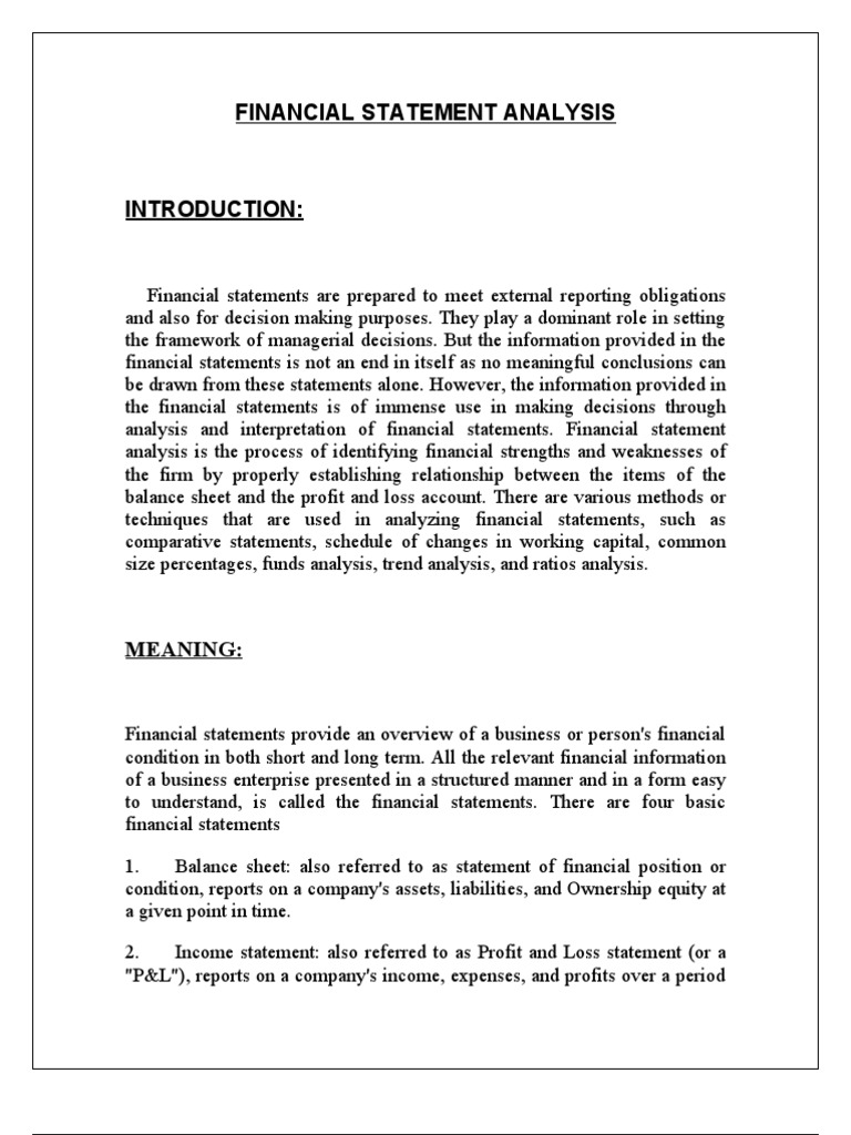 Financial Statement Analysis Theory | PDF | Financial Statement ...