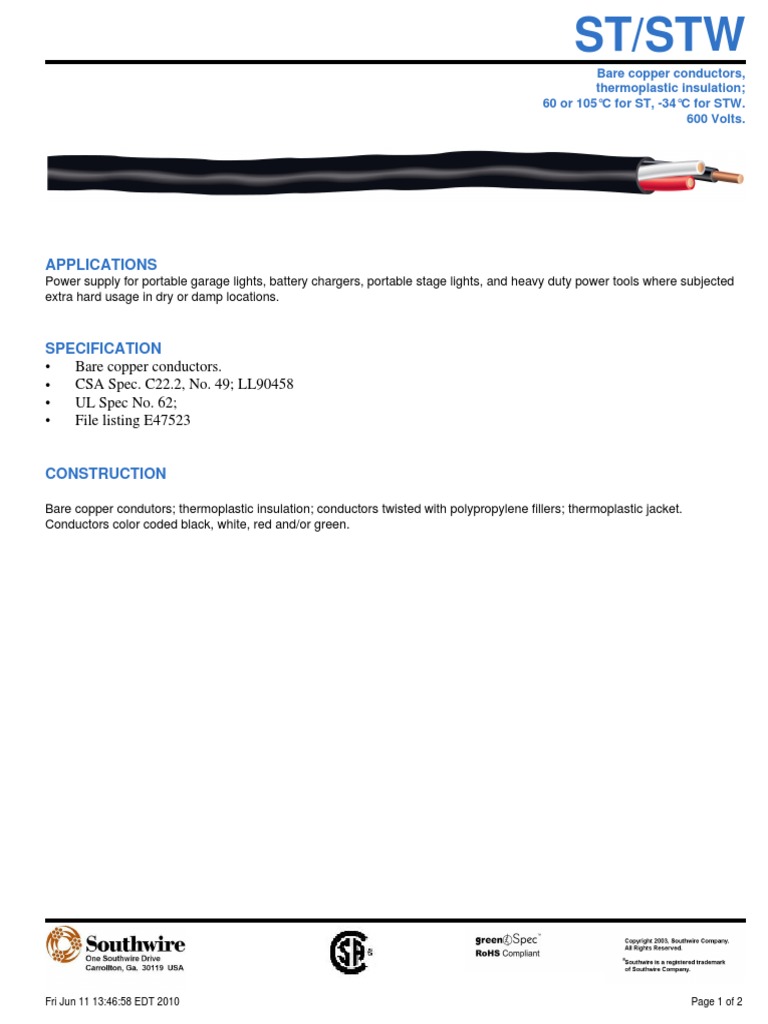 Applications: Bare Copper Conductors. CSA Spec. C22.2, No. 49 LL90458 ...