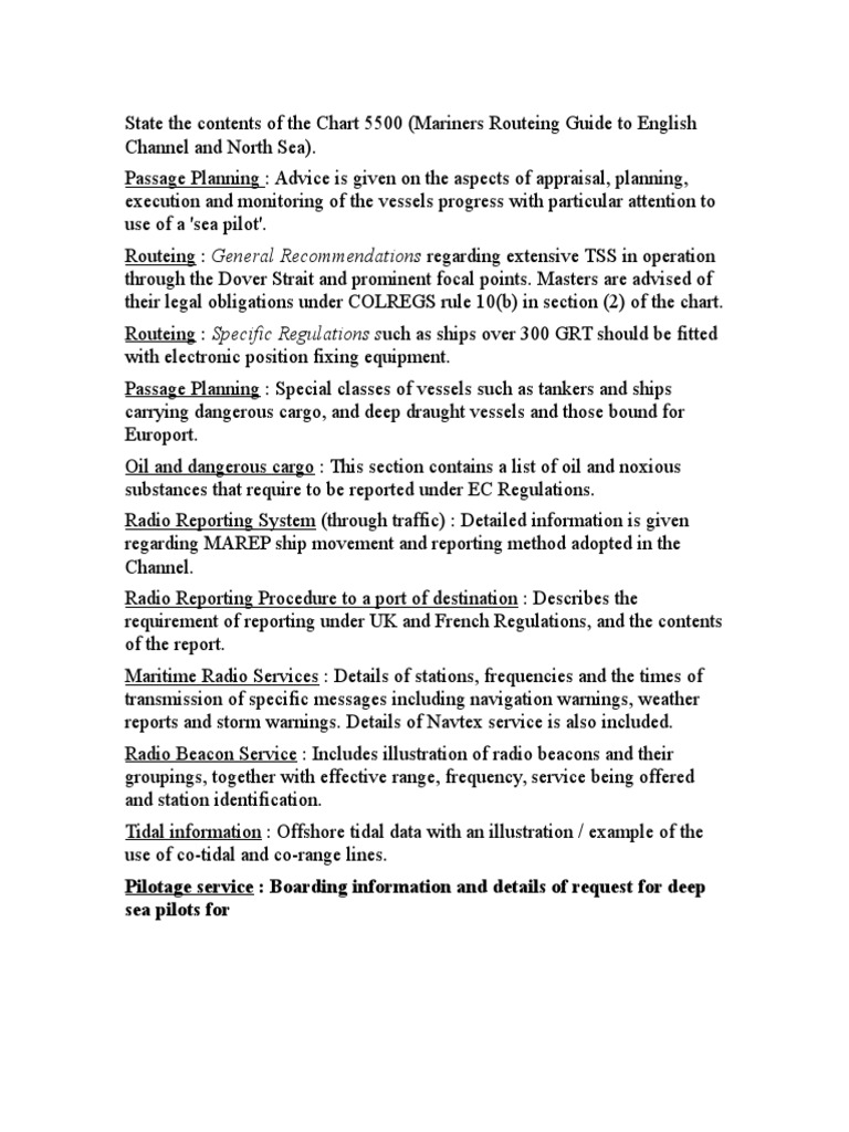 State The Contents of The Chart 5500 | PDF | Ships | Radio