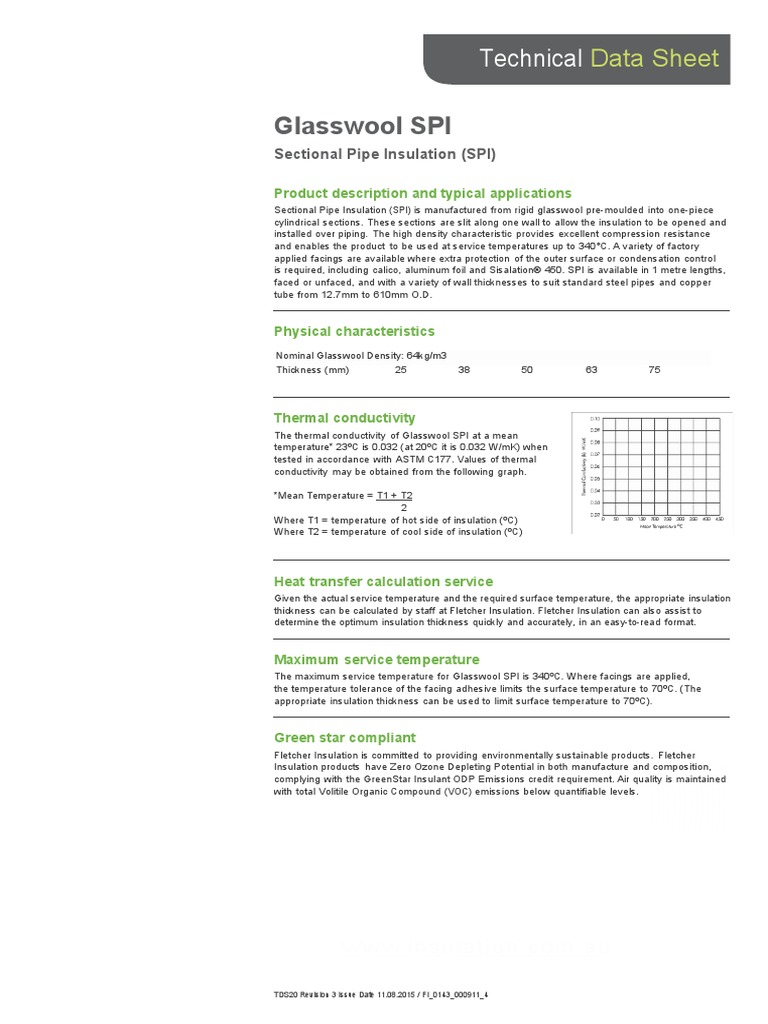Glasswool SPI: Technical | PDF | Thermal Insulation | Volatile Organic ...