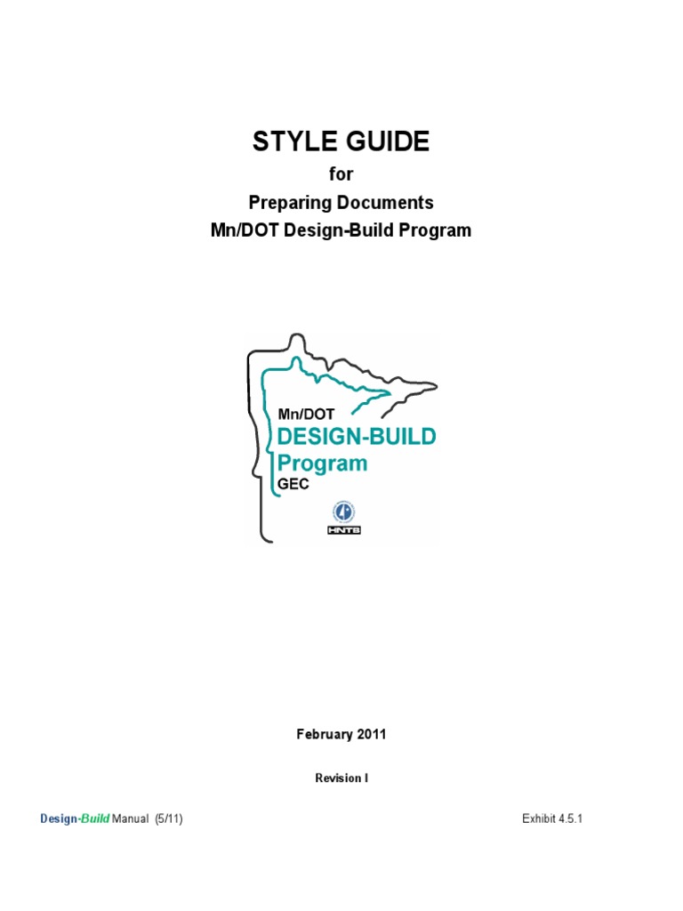 Style Guide: For Preparing Documents Mn/DOT Design-Build Program | PDF ...