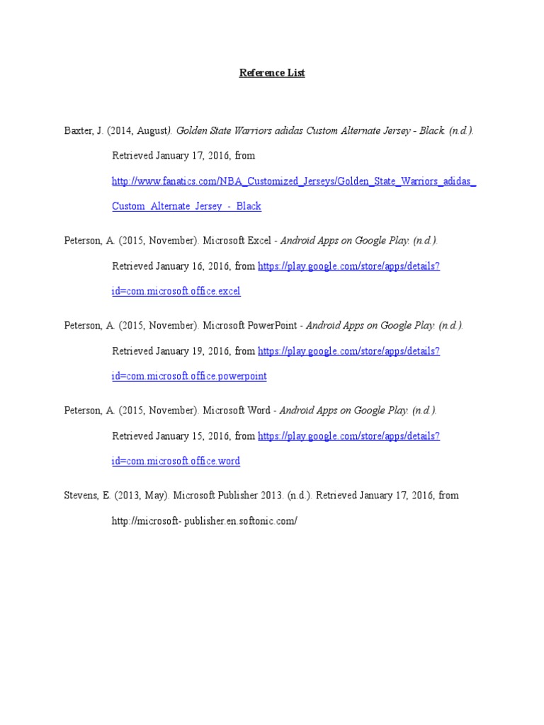 Reference List for Software and Apparel | PDF | Sports & Recreation ...