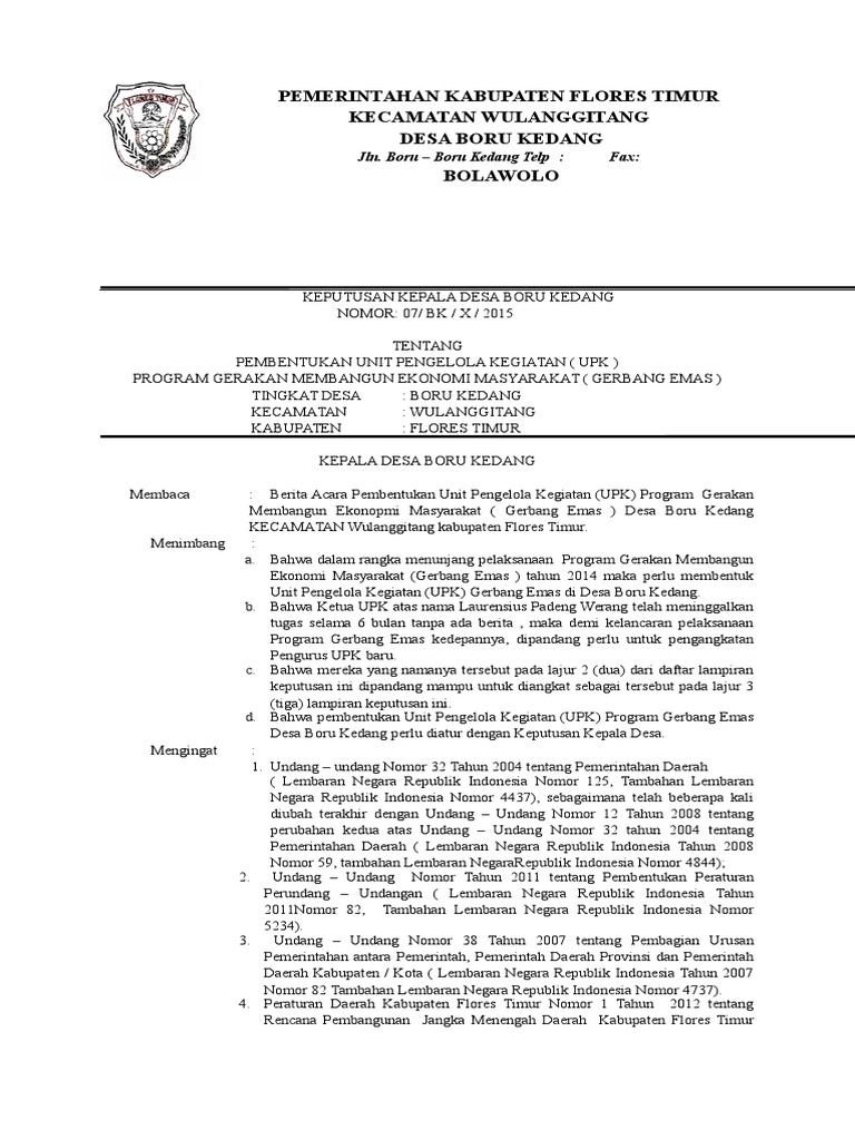 SK Pergantian Upk Gemas | PDF