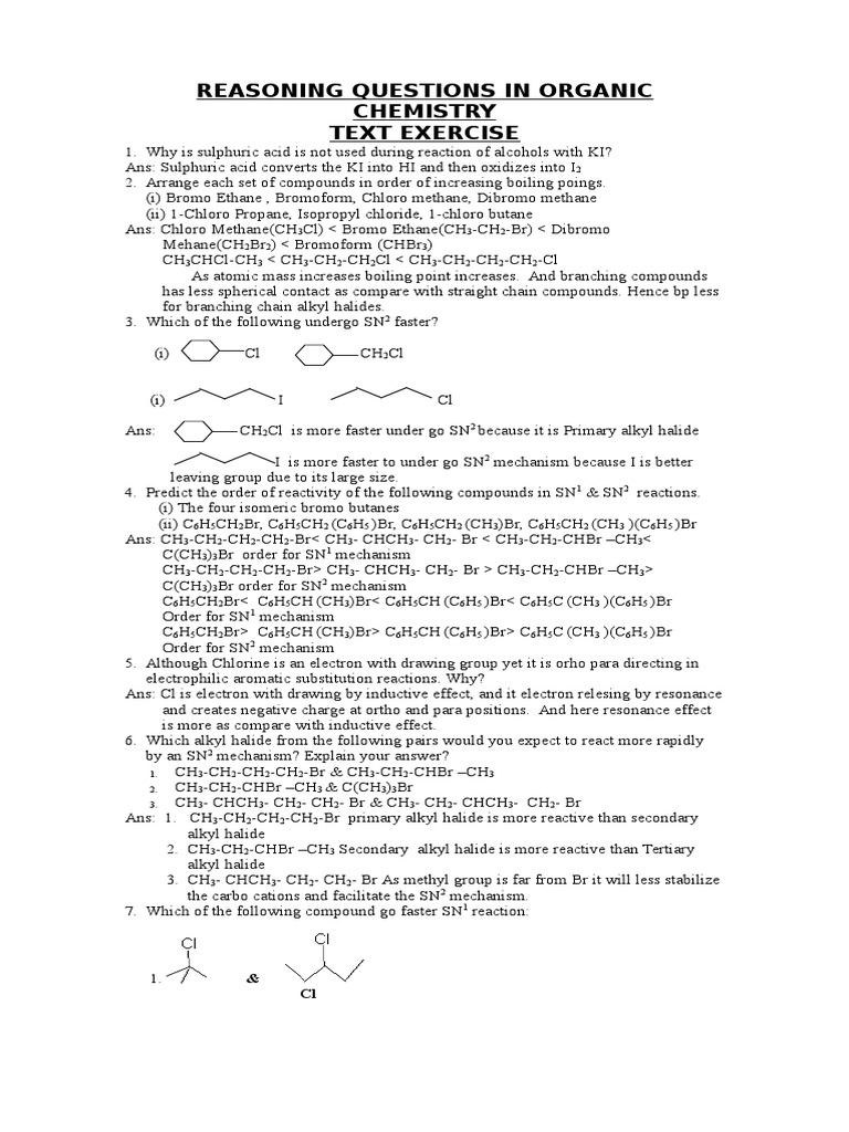 Reasoning Ques in Organic Chemistry | PDF | Amine | Ether