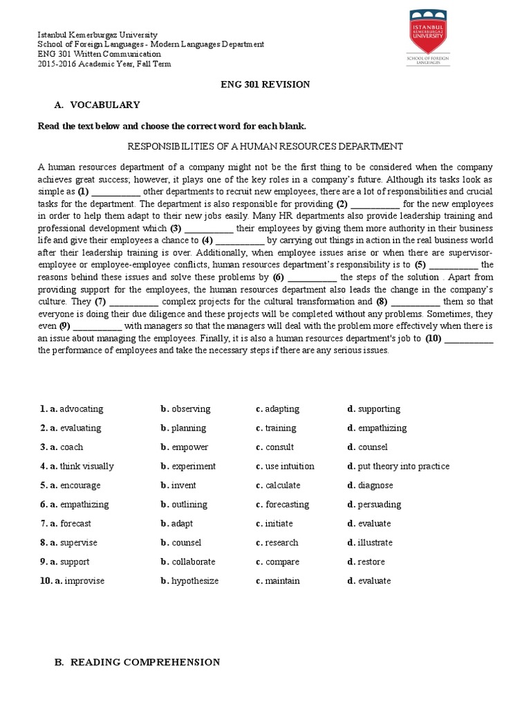 Eng 301 Revision | PDF | Human Resource Management | Employment