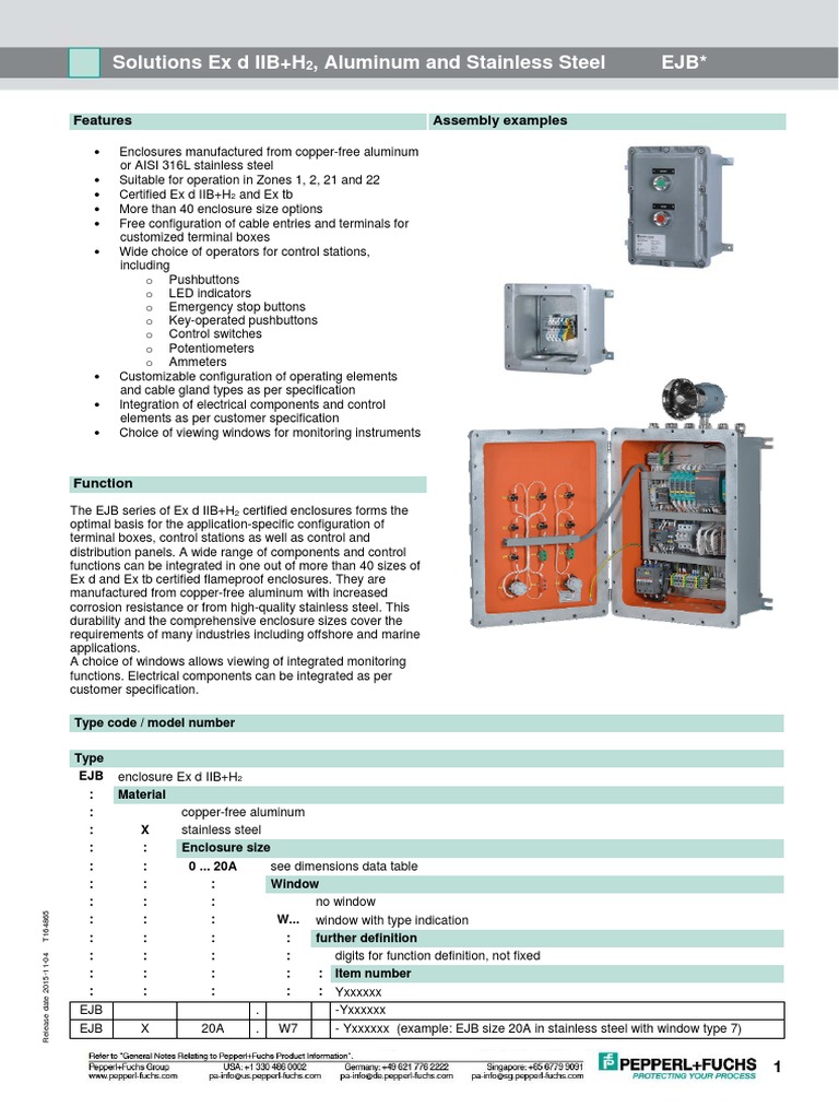 Solutions Ex D IIB+H, Aluminum and Stainless Steel Ejb : Features ...