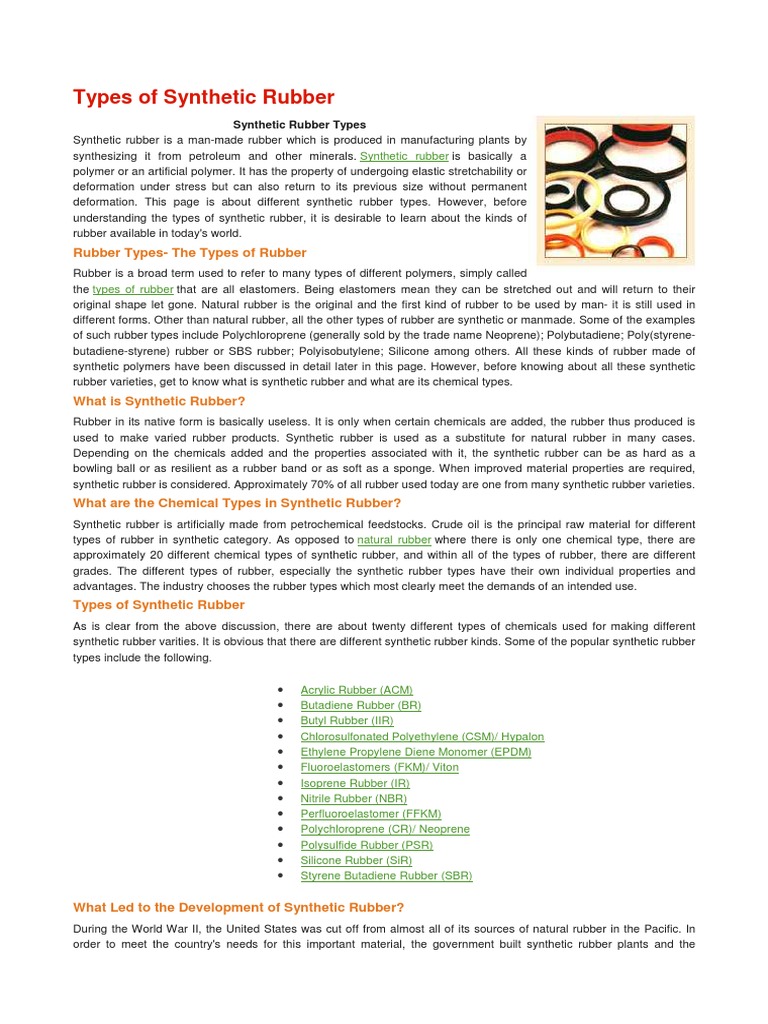 Type of Synthetic Rubber | PDF | Silicone | Plastic