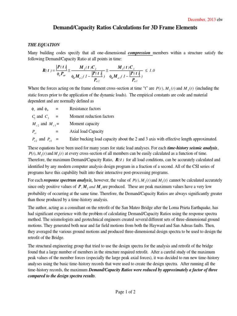 Demand Capacity Ratios Calculations For 3D Frame Elements | Download ...