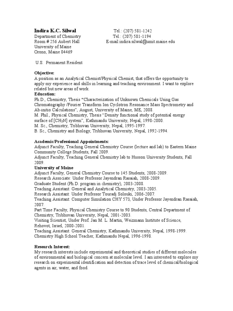 Jobswire.com Resume of indirakcsilwal | Mass Spectrometry | Gas ...