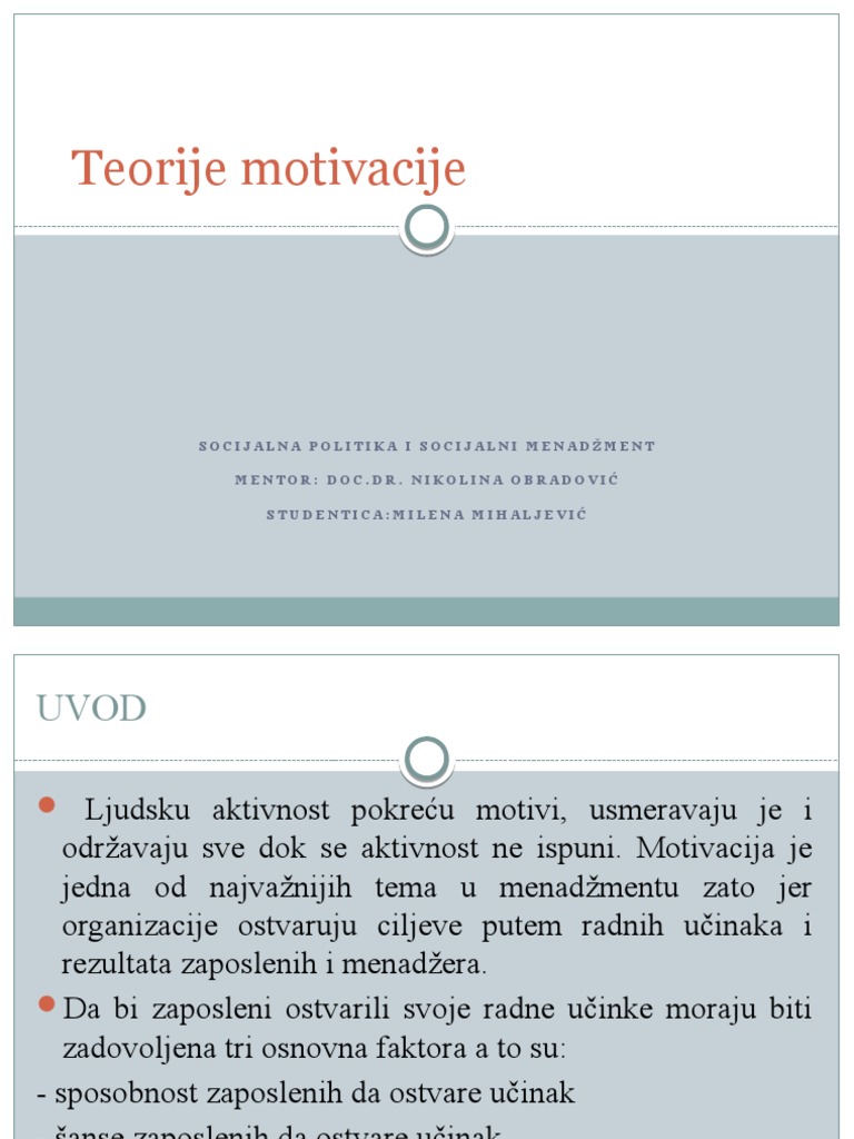 Teorije Motivacije | PDF