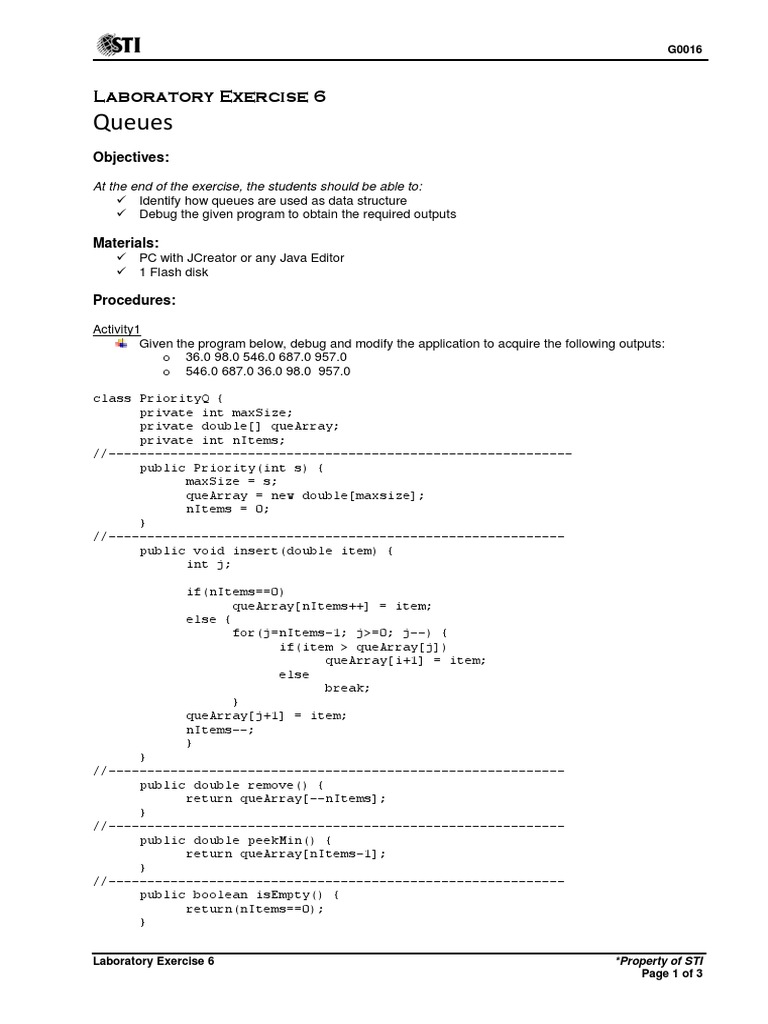 Java Programming Lab Test