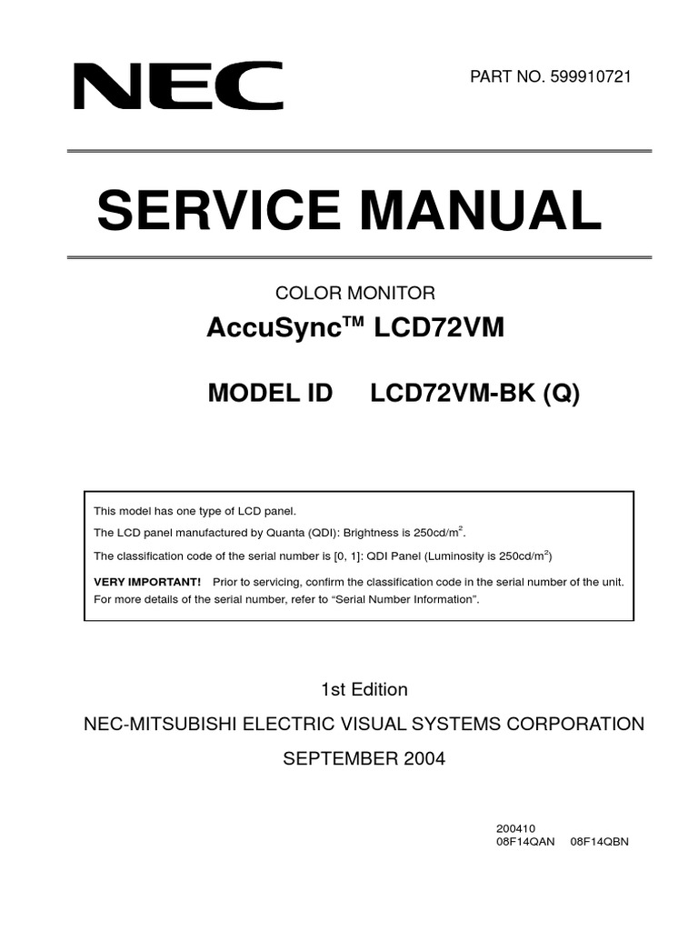 Service Manual: Accusync Lcd72Vm | Download Free PDF | Display Resolution | Computer Monitor