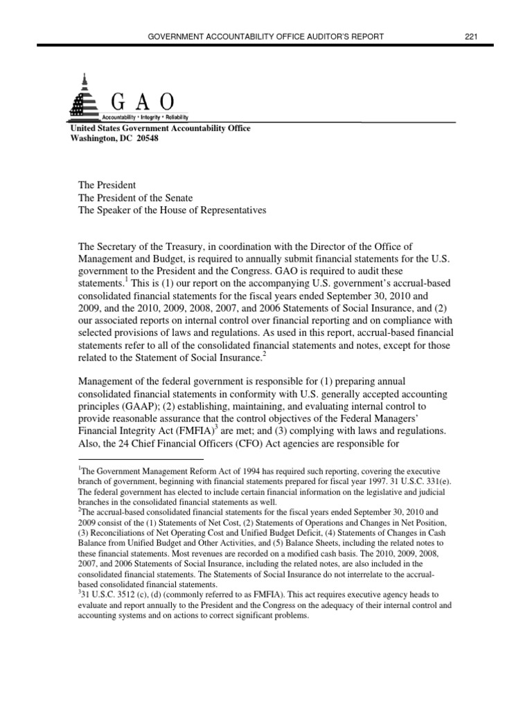 2010 GAO Audit Report | PDF | Government Accountability Office ...