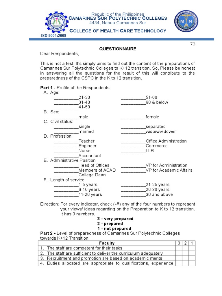 19 Appendix C Questionnaire | PDF | Accessibility | Curriculum