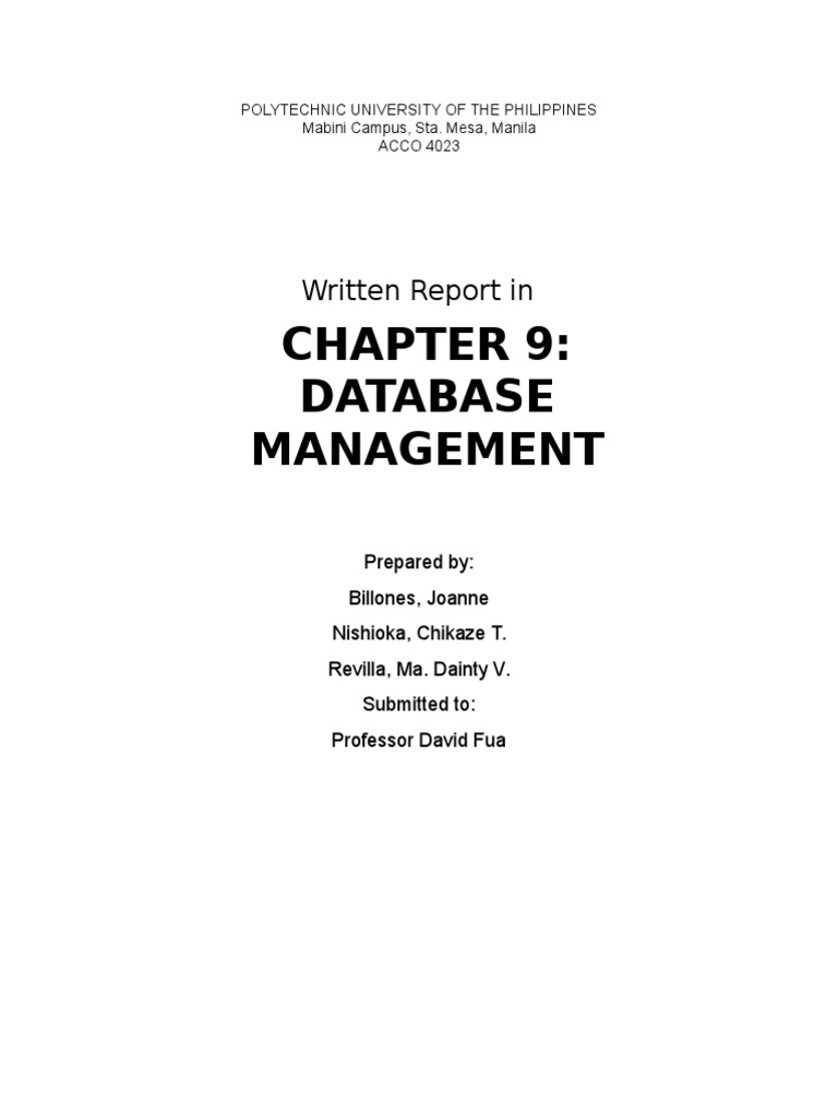 Database Management Written Report | PDF | Relational Database | Databases