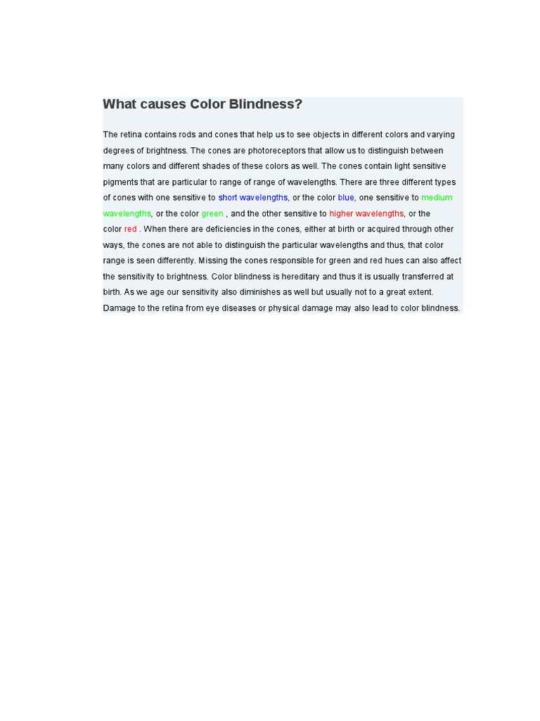 What Causes Color Blindness | PDF