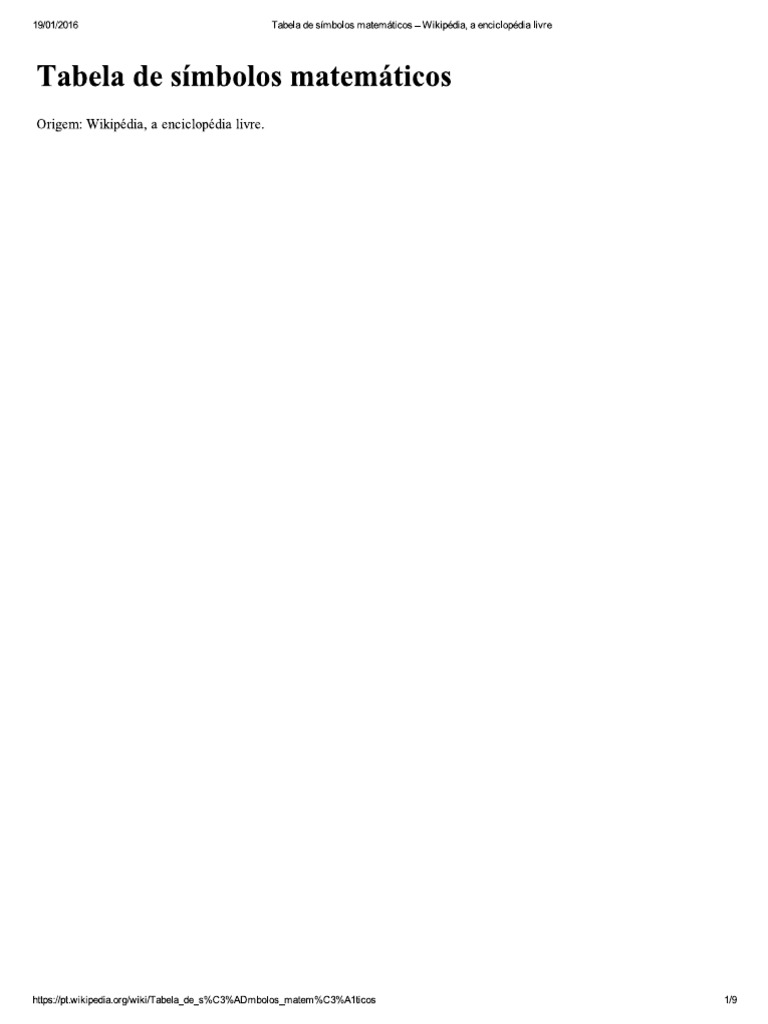 Tabela de Símbolos de Estatistica