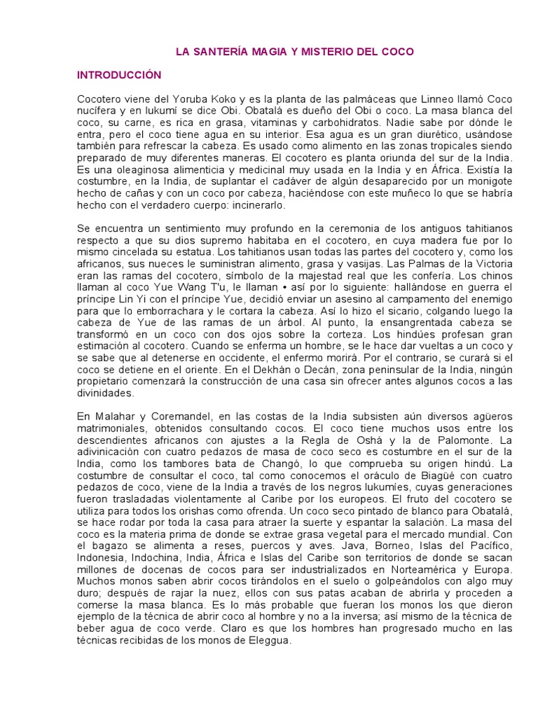 La Santeria Magia y Misterio Del Coco | PDF
