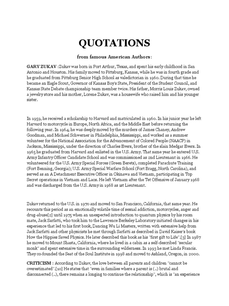 Quotations: From Famous American Authors | PDF | Religion And Belief