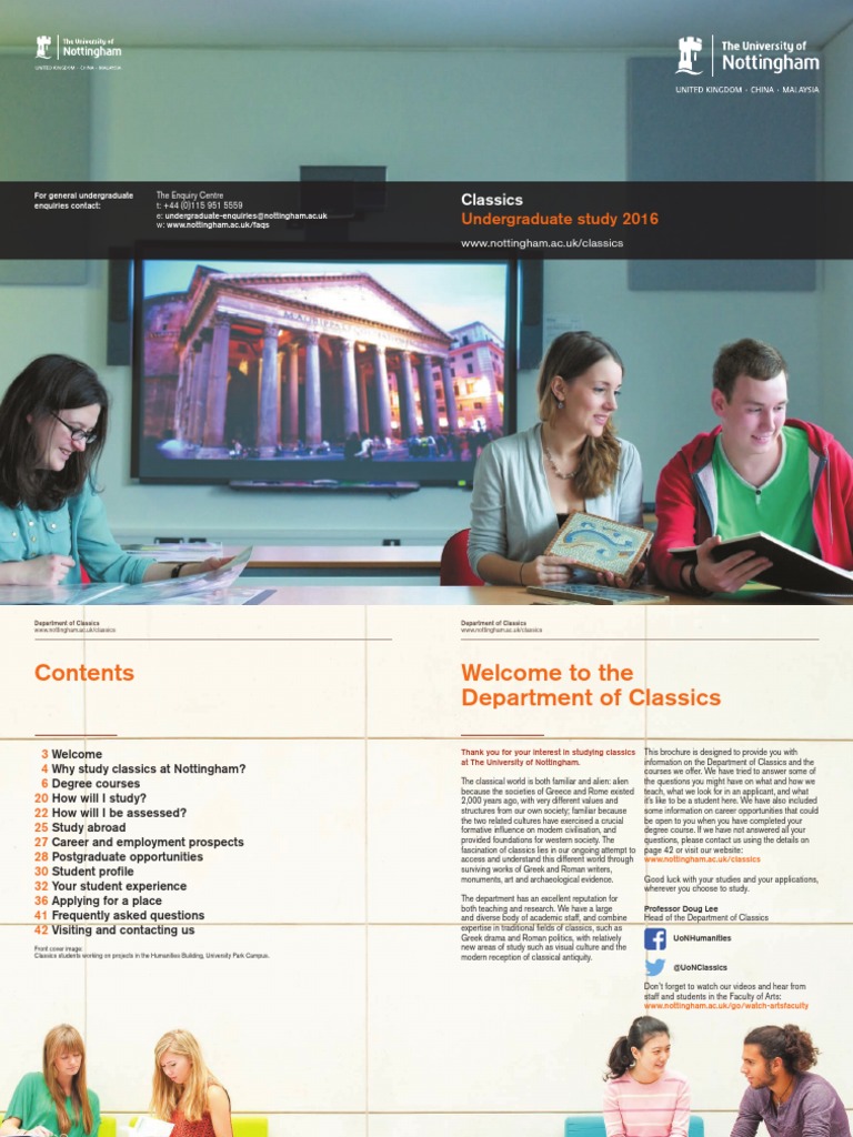 Classics: Undergraduate Study 2016 | PDF | Classics | Bachelor Of Arts