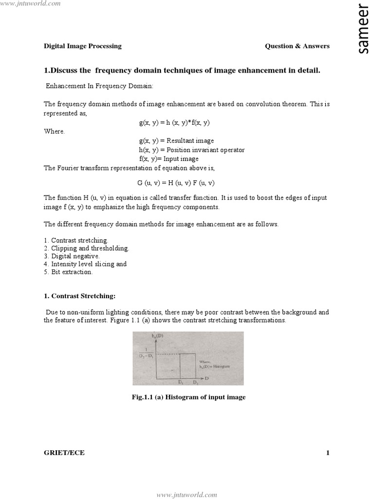 1.discuss The Frequency Domain Techniques of Image Enhancement in Detail | PDF | Filter (Signal ...