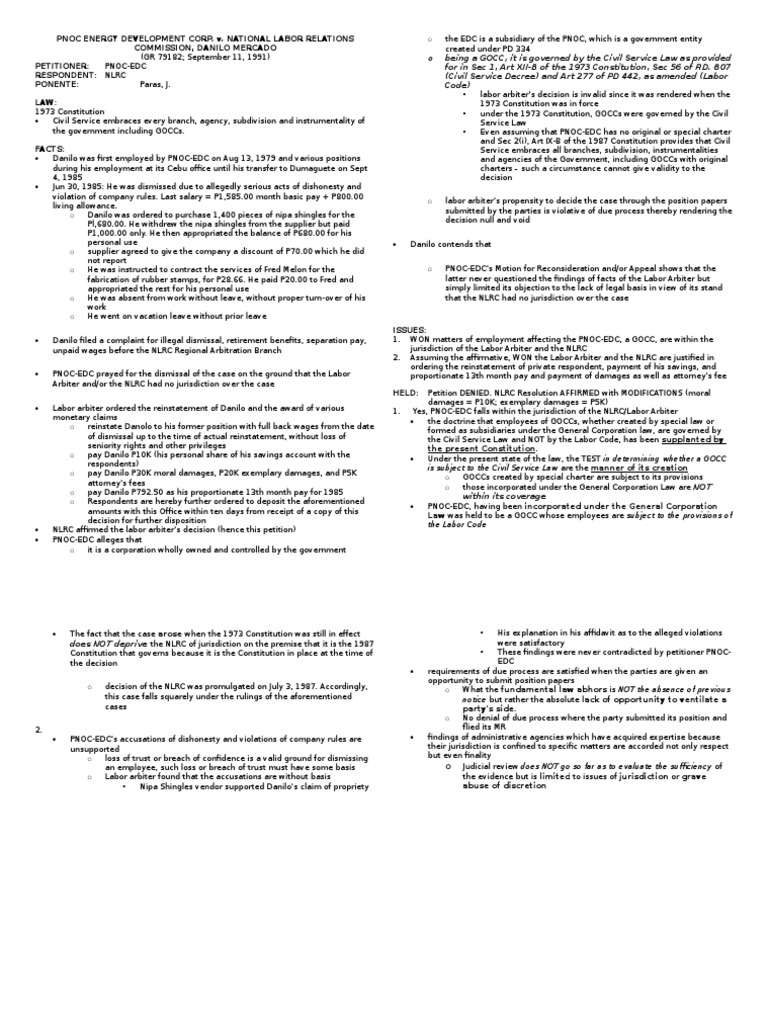 PNOC-EDC Subject to NLRC Jurisdiction | PDF | Constitution | Arbitration