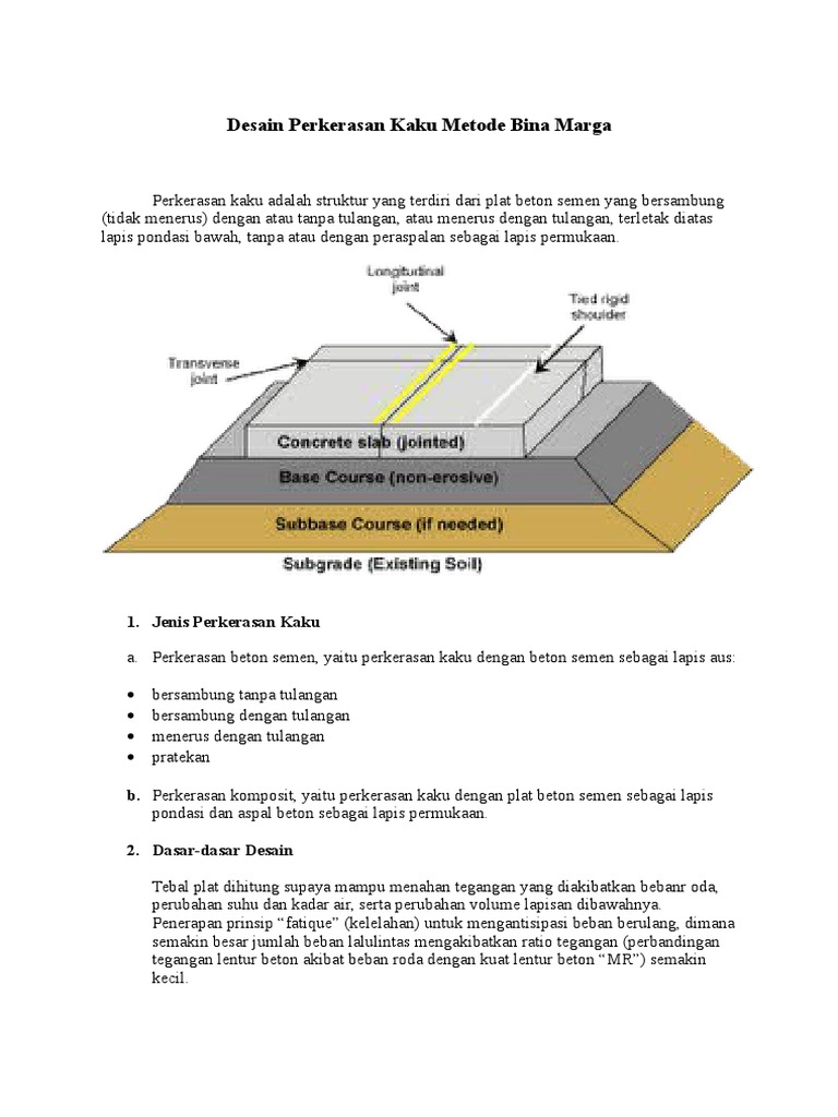 Bahan 1 Desain Perkerasan Kaku Metode Bina Marga | PDF