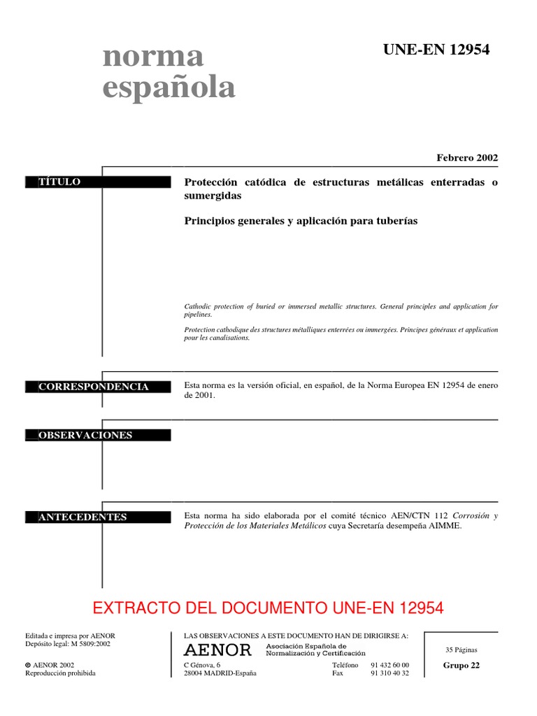 Une en 12954 | PDF | Corrosión | Materiales